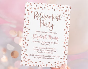 Rose Gold RETIREMENT Party Invitation Stepping Into - Etsy
