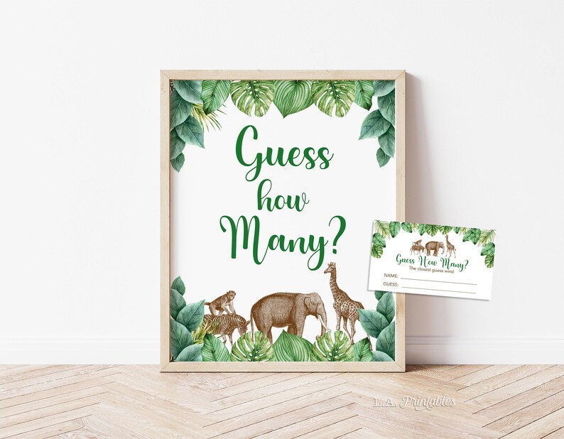 Guess How Many Shower Game Safari Animals Guess How Many - Etsy