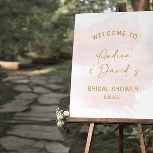 Blush Welcome Sign Template Editable Watercolor Blush & Gold - Etsy