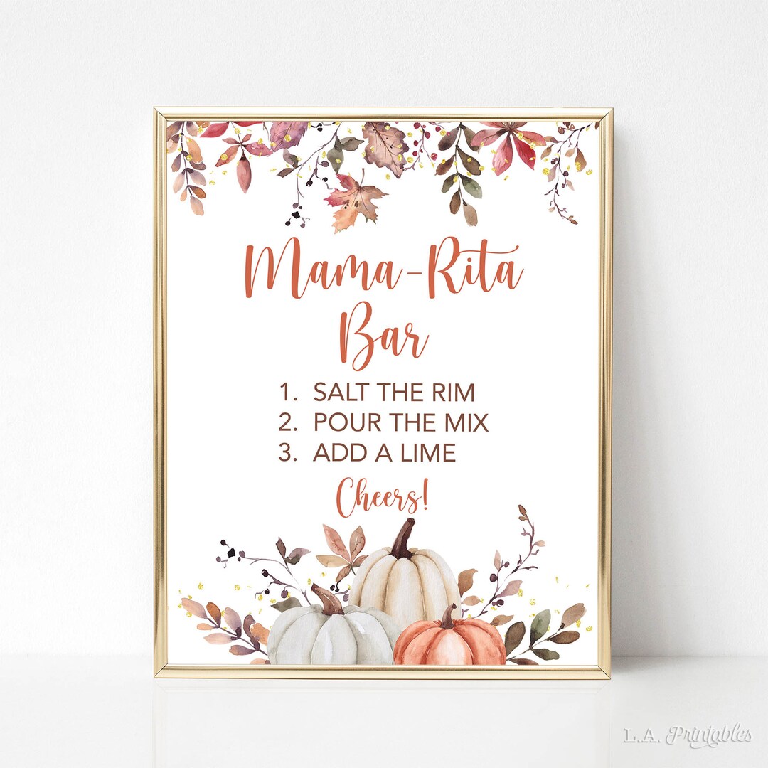 Mama-rita Bar Fall Baby Shower Sign Fall Pumpkins Margarita - Etsy