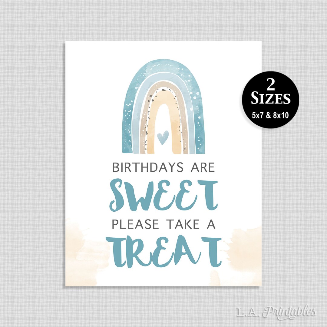 Birthdays are Sweet Please Take a Treat Party Sign Blue - Etsy Österreich