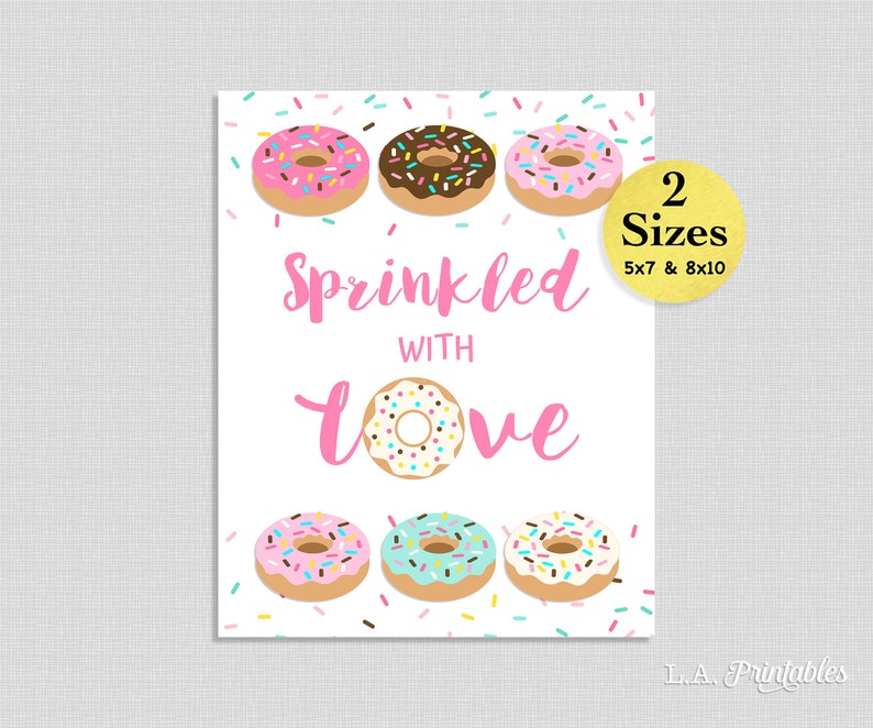 Donut Sprinkled With Love Sign Pink Donut Baby Shower Sign 2 | Etsy
