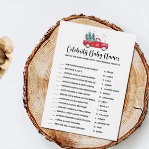 Celebrity Baby Name Matching Shower Game Winter Red Truck - Etsy