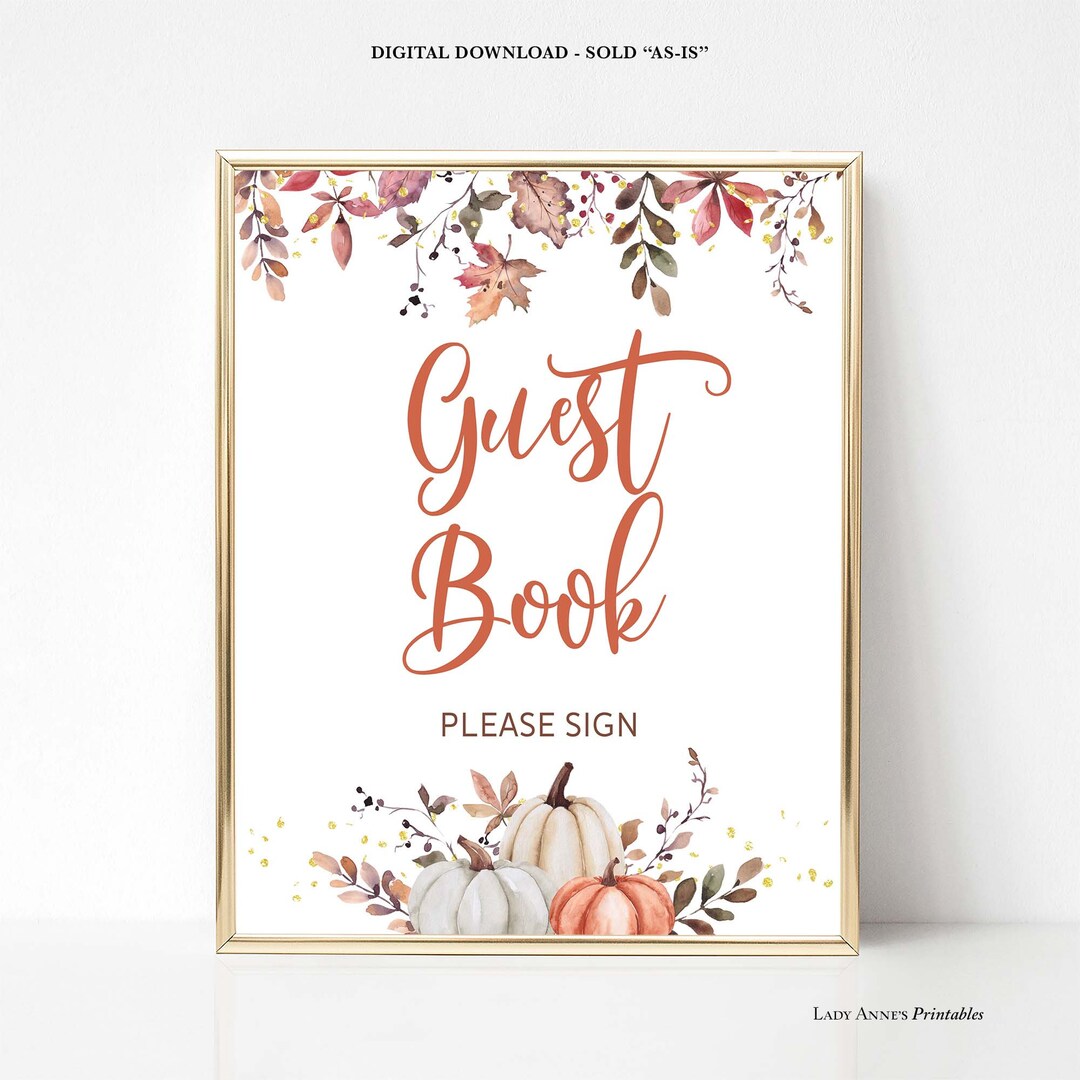 Fall Guest Book Party Sign Pumpkin Shower Sign Fall Birthday - Etsy