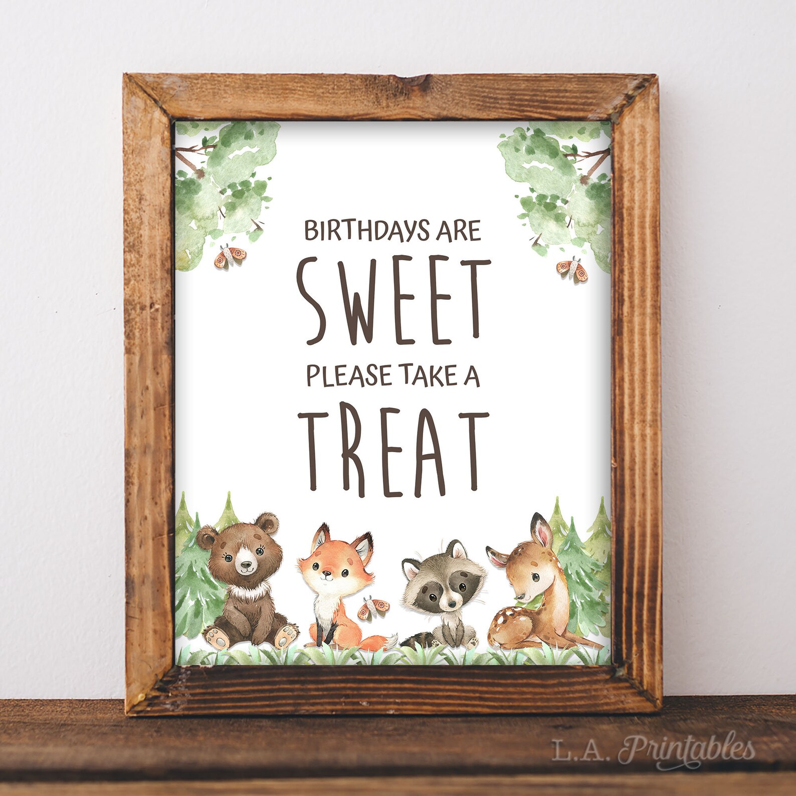 Birthdays Are Sweet Please Take a Treat Sign Woodland Animals - Etsy
