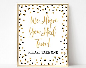 We Hope You Had Fun Please Take One Printable Favor Sign Pink | Etsy