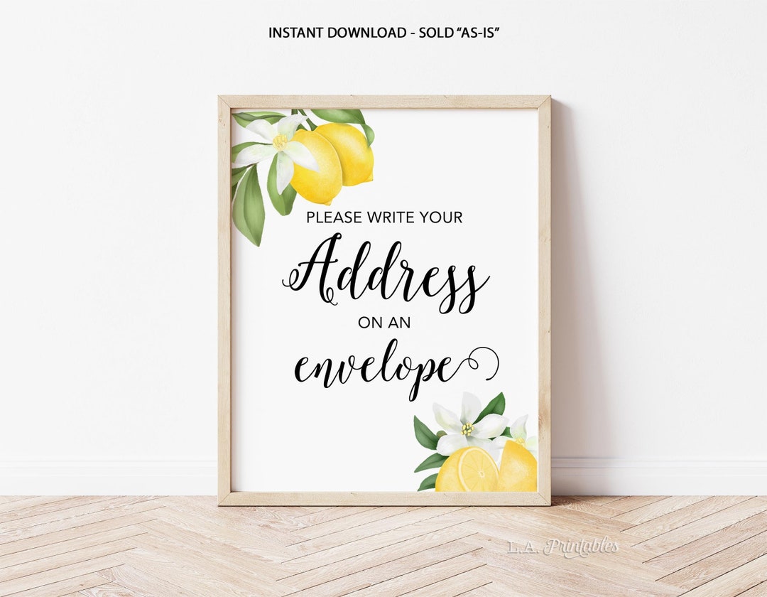 Address an Envelope Shower Sign Lemon Citrus Shower Sign - Etsy