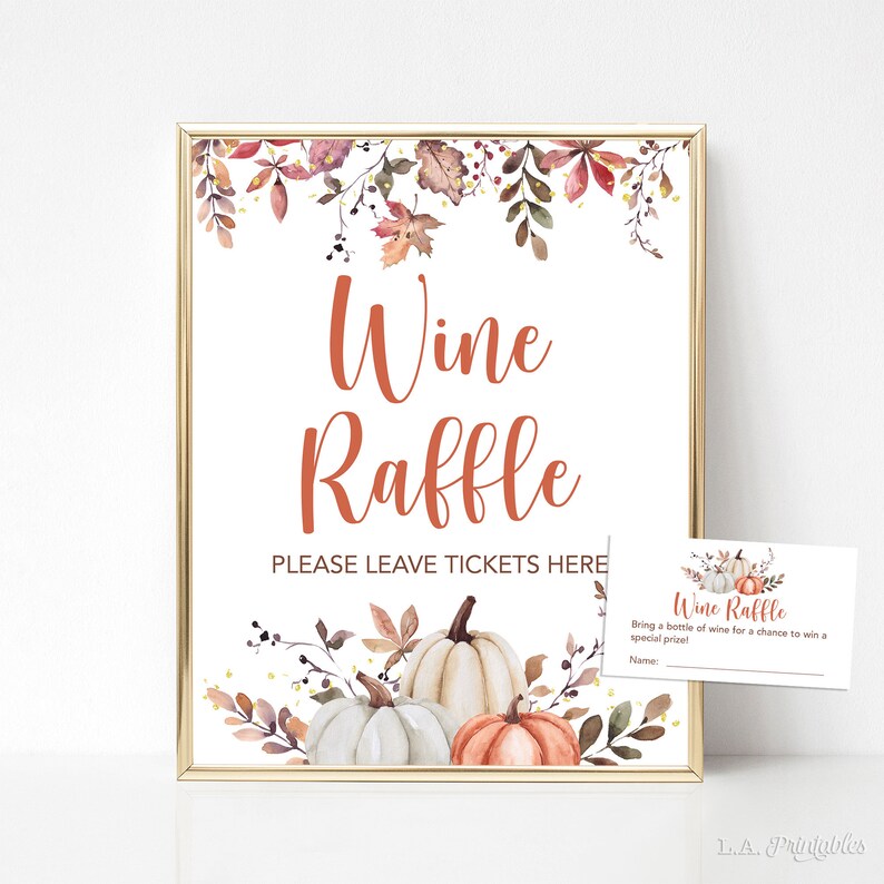 Fall Wine Raffle Tickets & Sign Bring a Bottle of Wine Fall - Etsy