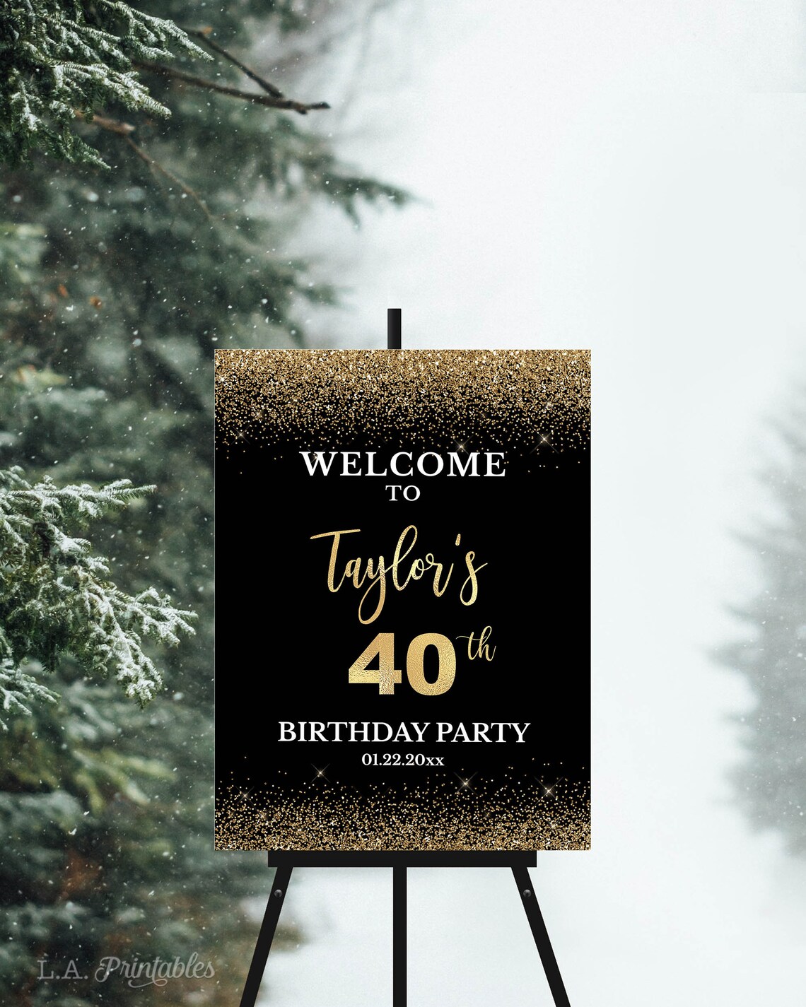 Black & Gold Welcome Sign Editable Template Black and Gold - Etsy
