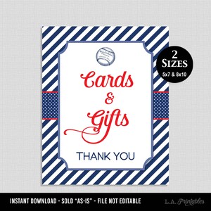 Baseball Cards and Gifts Party Sign Red White & Blue - Etsy