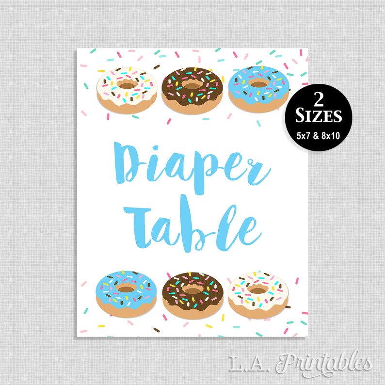 Donut Diaper Table Sign Donut Sprinkle Baby Shower Printable - Etsy