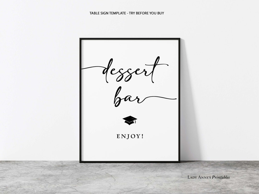 EDITABLE Graduation Dessert Bar Party Sign Template - Etsy