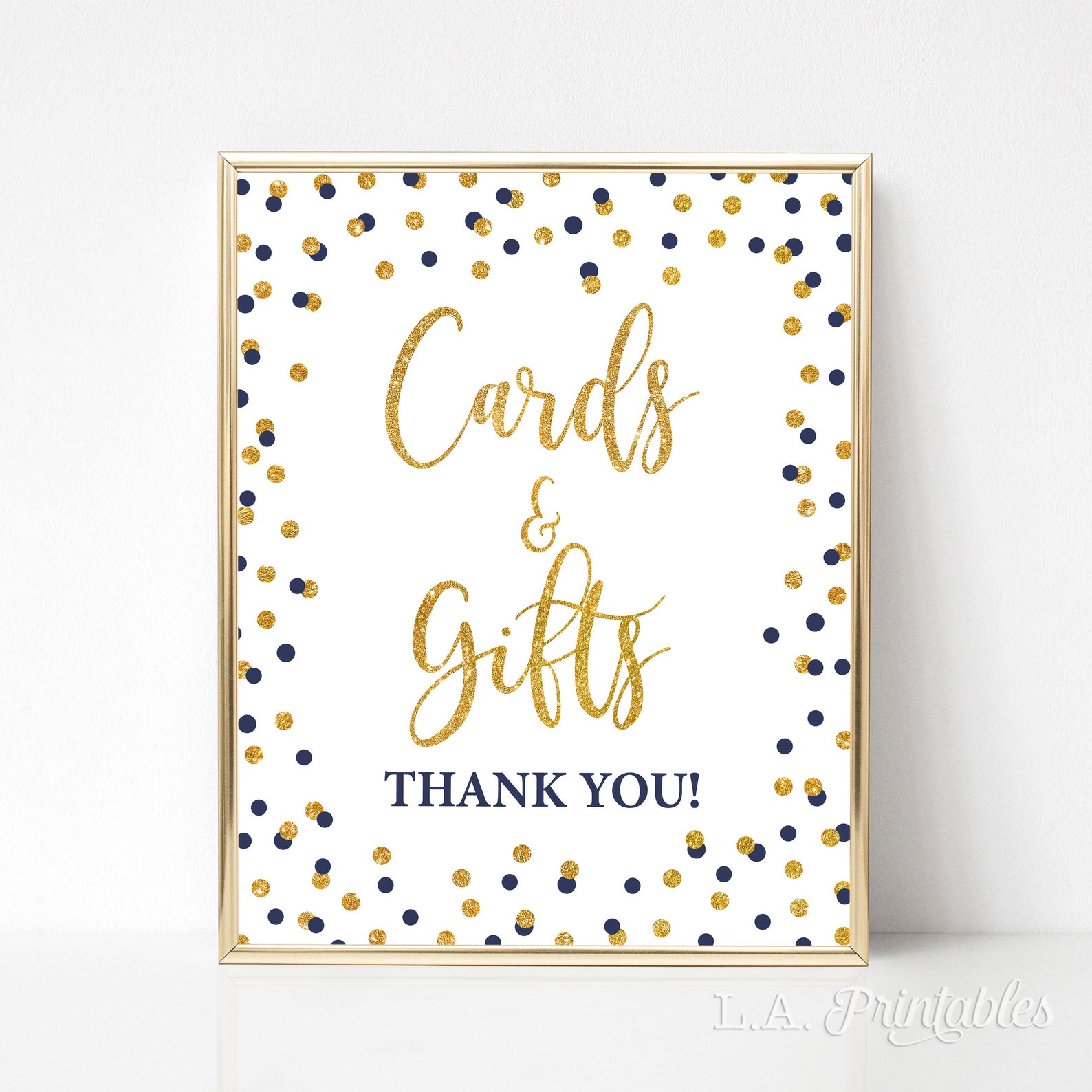 Navy Cards & Gifts Sign Navy and Gold Glitter Confetti Gift | Etsy