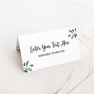 EDITABLE Greenery Food Tent Template, Greenery Callligraphy Buffet ...