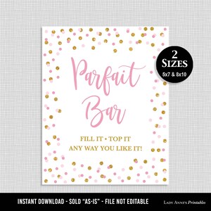 Pink Parfait Bar Sign, Pink & Gold Glitter Confetti Parfait Party Sign ...