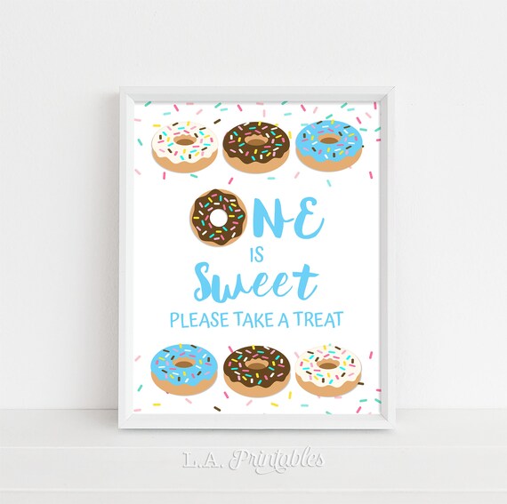 One is Sweet Please Take a Treat Sign Blue Donut Sprinkle 1st | Etsy