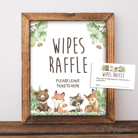 Woodland Baby Wipes Raffle Sign and Tickets Woodland Animals - Etsy