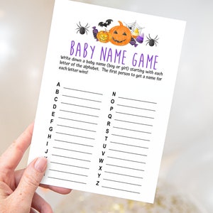 Baby Name Game Baby Shower Game Halloween Purple & Orange - Etsy