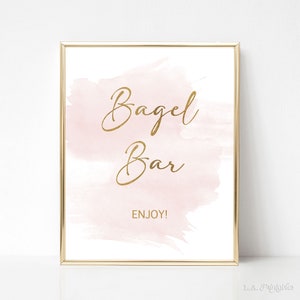 Blush Bagel Bar Printable Sign, Bagel Shower Table Sign, Watercolor ...