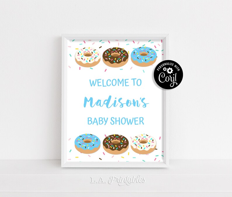 EDITABLE Donut Welcome Sign Template Blue Donut Sprinkle | Etsy