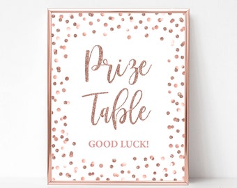 Prize Table Printable Sign Black & Gold Glitter Confetti | Etsy
