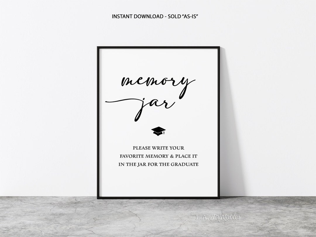 Memory Jar Graduation Party Sign, Minimalist Grad Party Sign, 2 Sizes ...