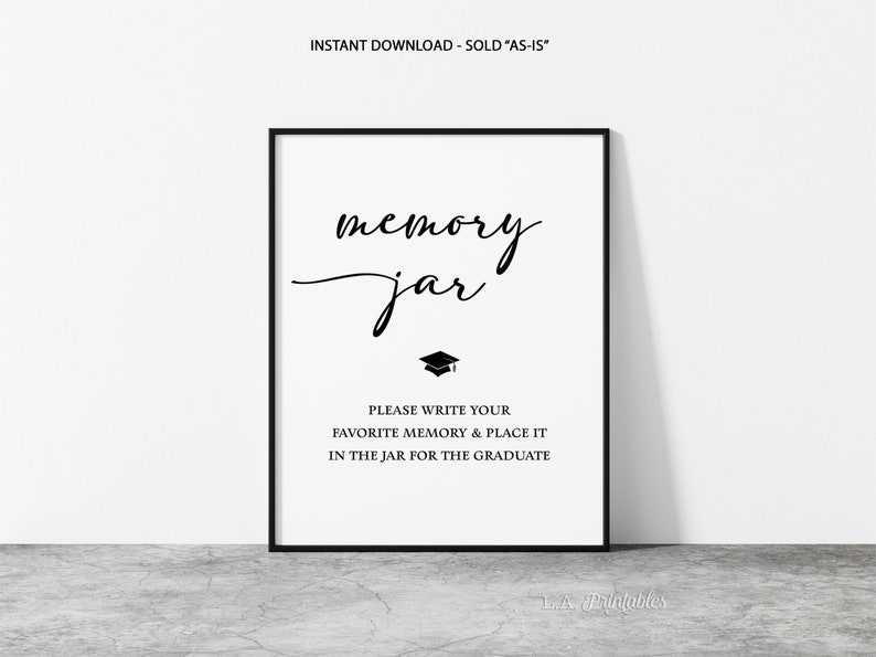 Memory Jar Graduation Party Sign Minimalist Grad Party Sign - Etsy