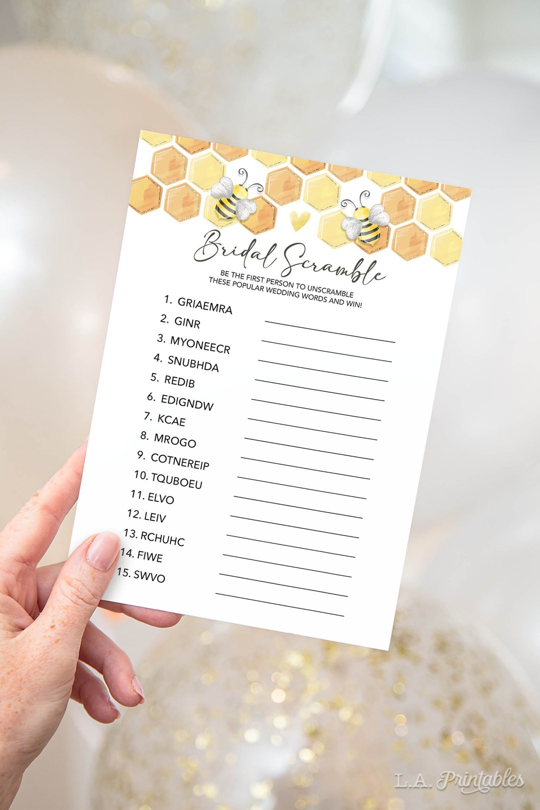 Bee Bridal Word Scramble Game, Honey Bee Wedding Shower Game, INSTANT ...