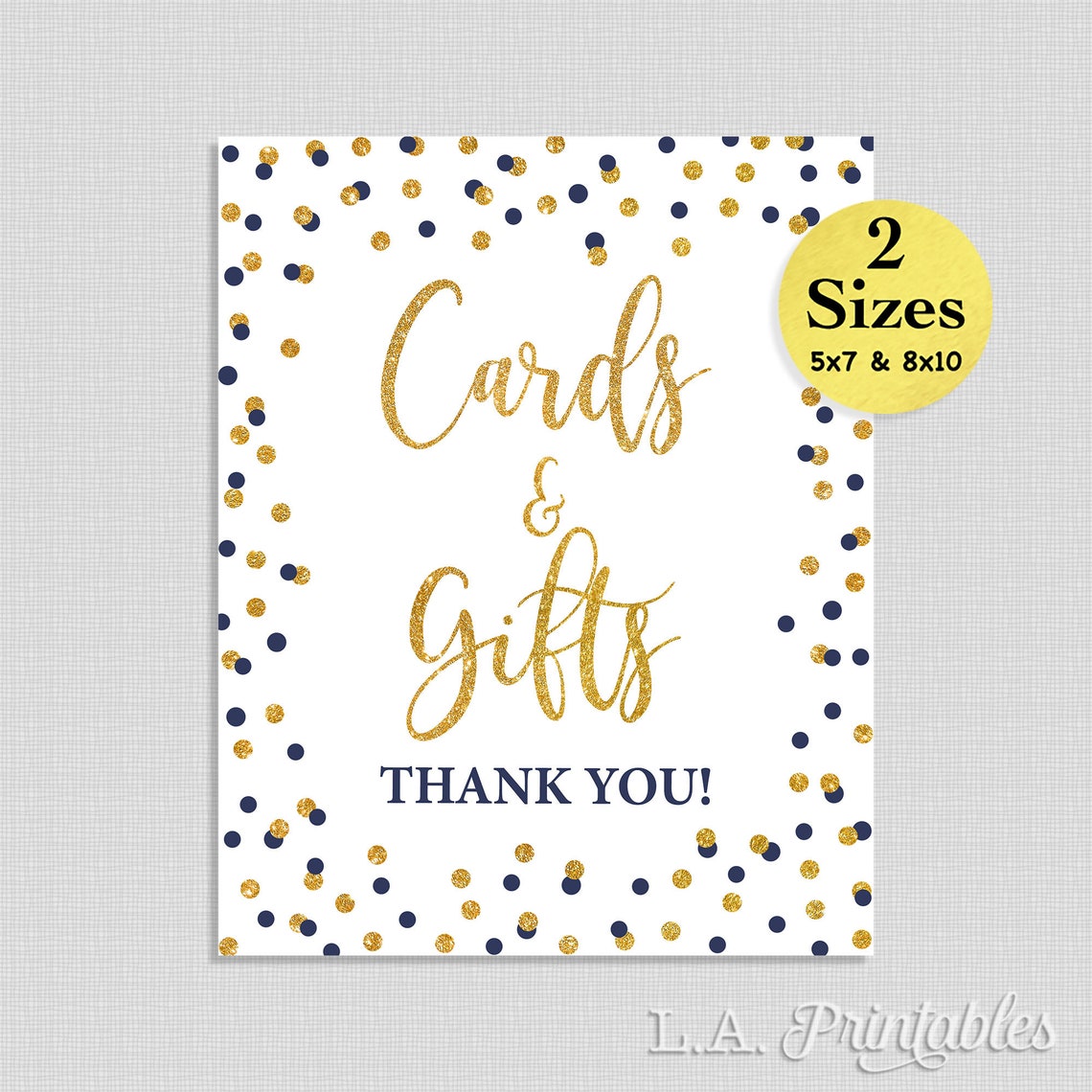 Navy Cards & Gifts Sign Navy and Gold Glitter Confetti Gift | Etsy