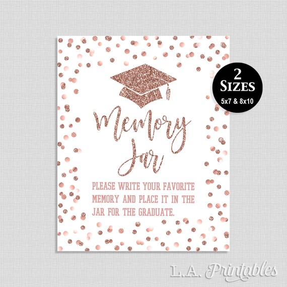 Memory Jar Graduation Party Sign Rose Gold Glitter Confetti - Etsy