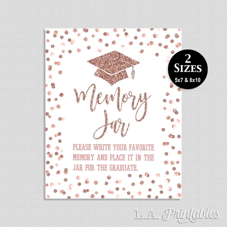 Memory Jar Graduation Party Sign Rose Gold Glitter Confetti - Etsy