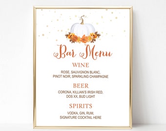 Fall Bar Menu Template - Etsy