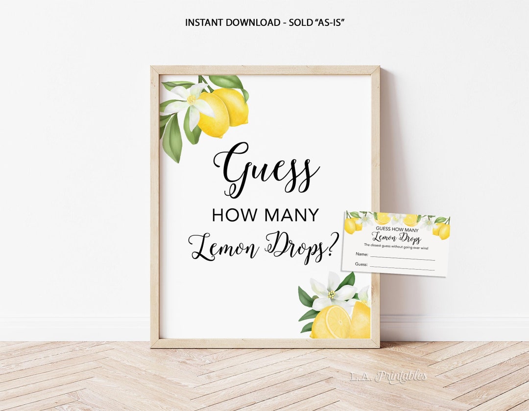 Lemon Guess How Many Lemon Drops Shower Game, Lemon Citrus Candy ...