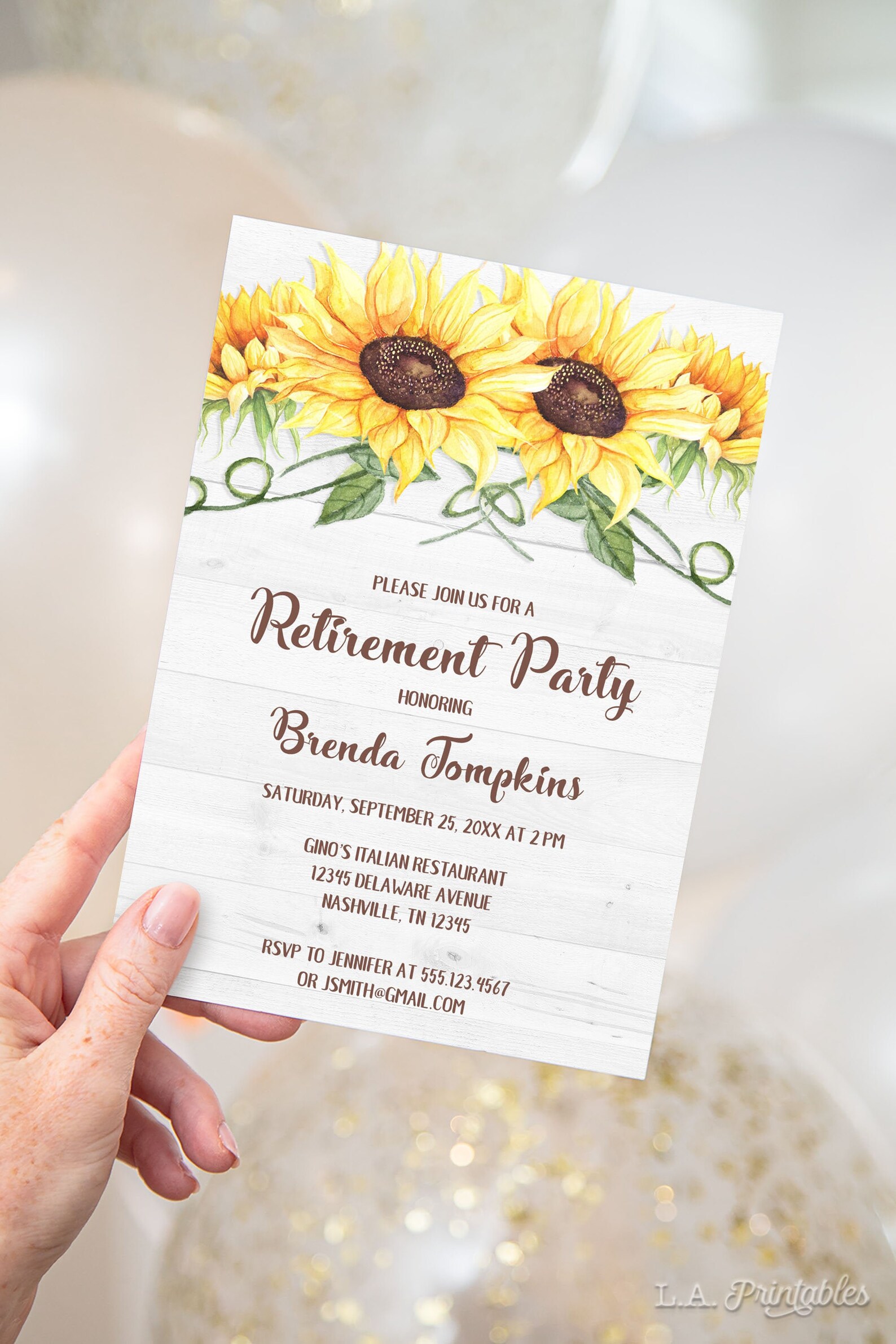 EDITABLE Retirement Party Invitation Template Sunflowers | Etsy