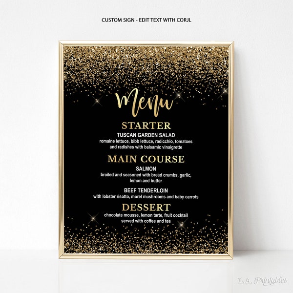 Gold Menu - Etsy