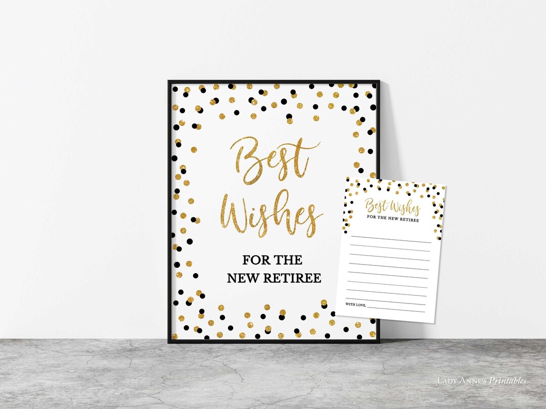 Black Retirement Party Sign & Cards, Retirement Wishes for New Retiree ...