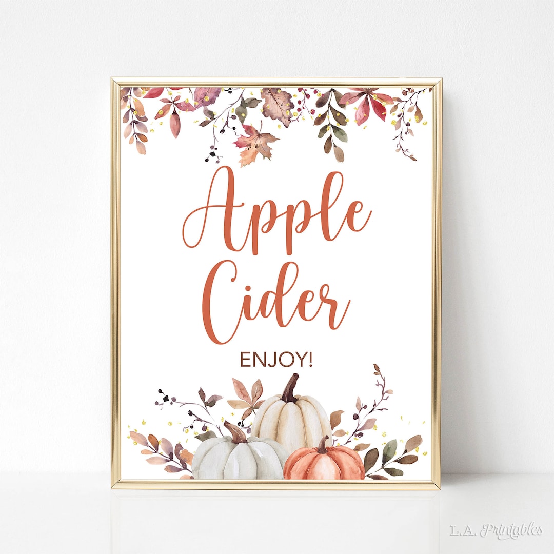 Fall Apple Cider Party Sign Fall Pumpkin Season Cider Table - Etsy