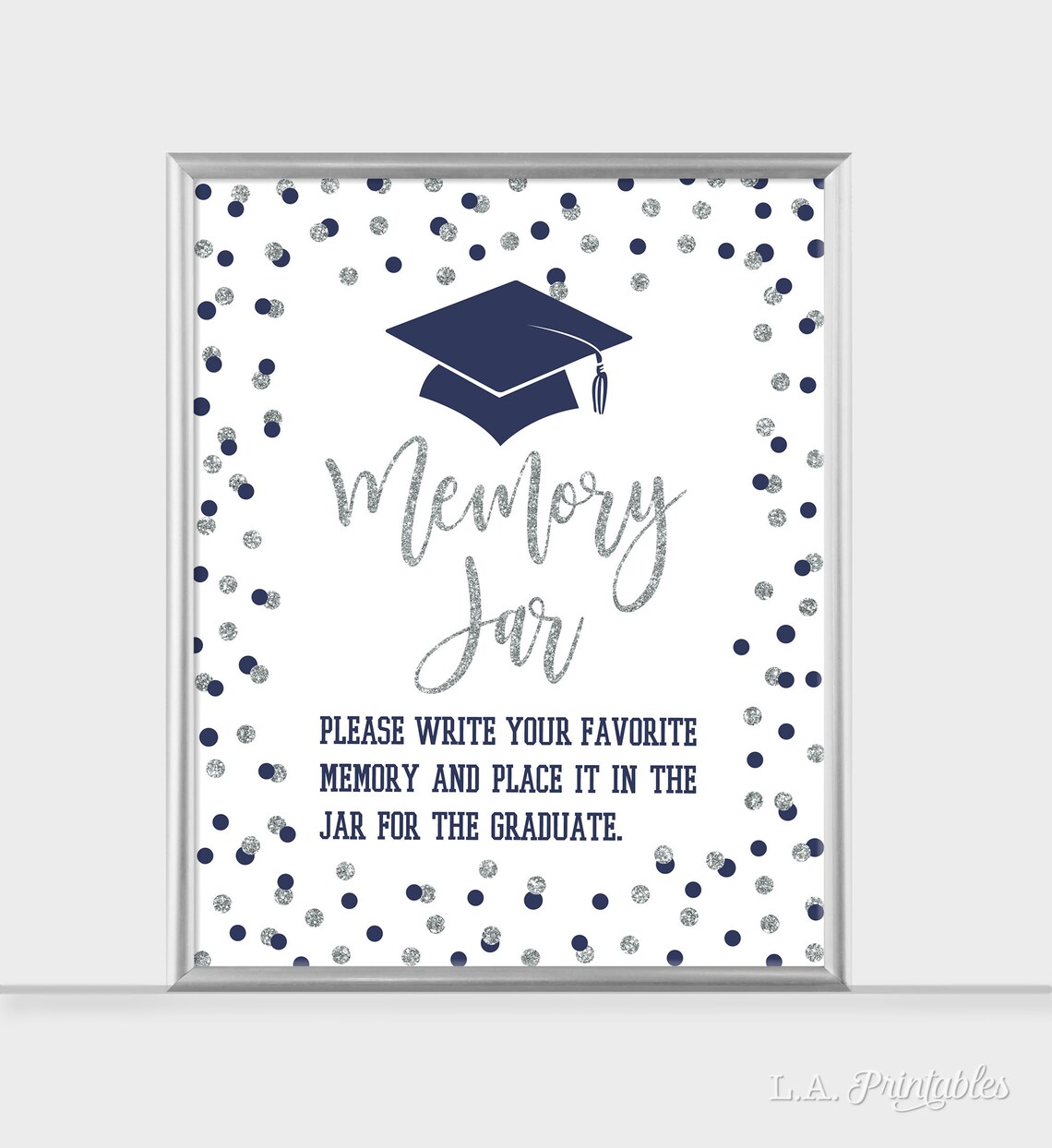 Memory Jar Graduation Party Sign Navy & Silver Glitter - Etsy