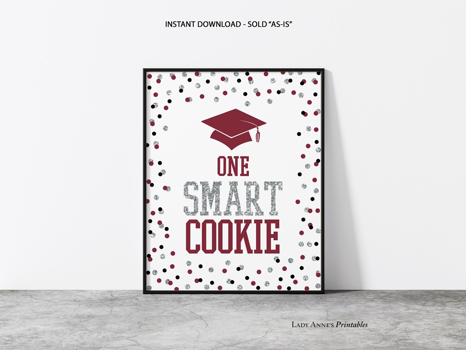 One Smart Cookie Graduation Party Sign Burgundy & Silver - Etsy