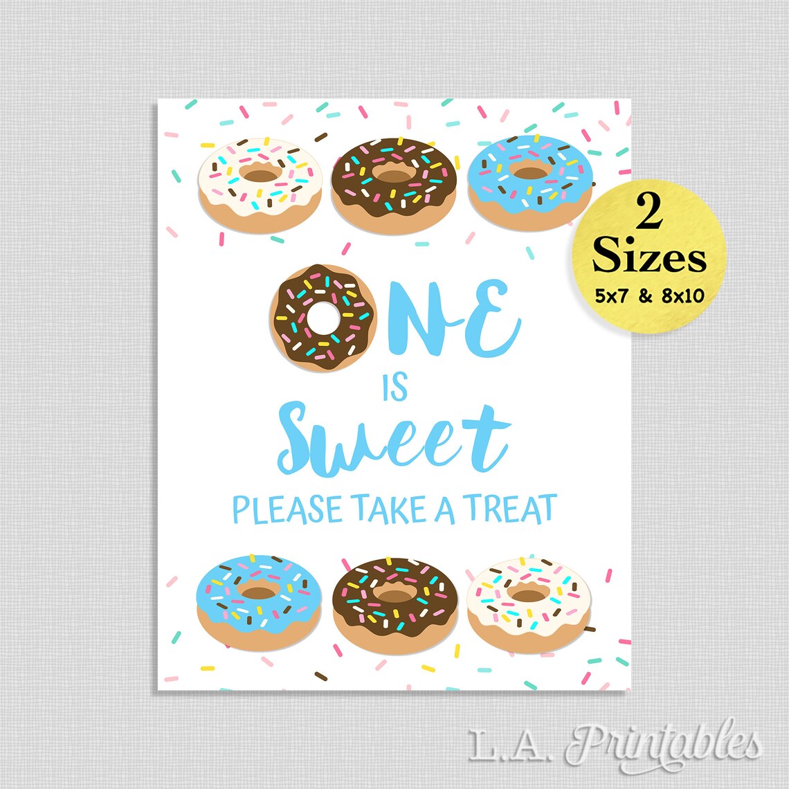 One is Sweet Please Take a Treat Sign Blue Donut Sprinkle 1st | Etsy