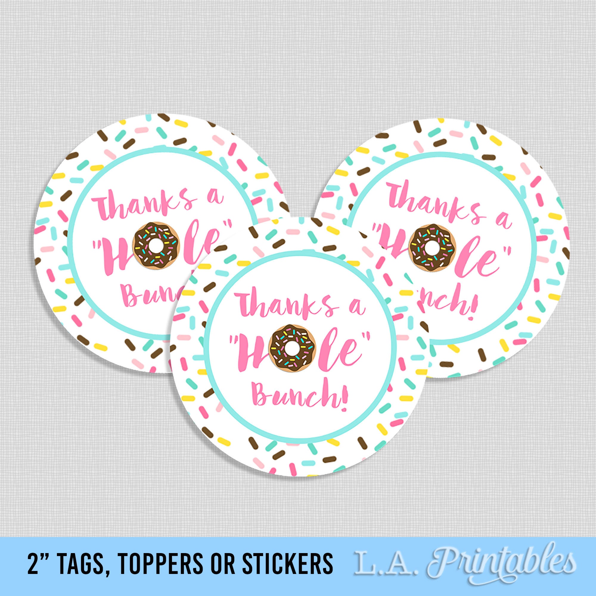 Thanks a Hole Bunch Favor Tags Donut Pink Sprinkle Birthday | Etsy