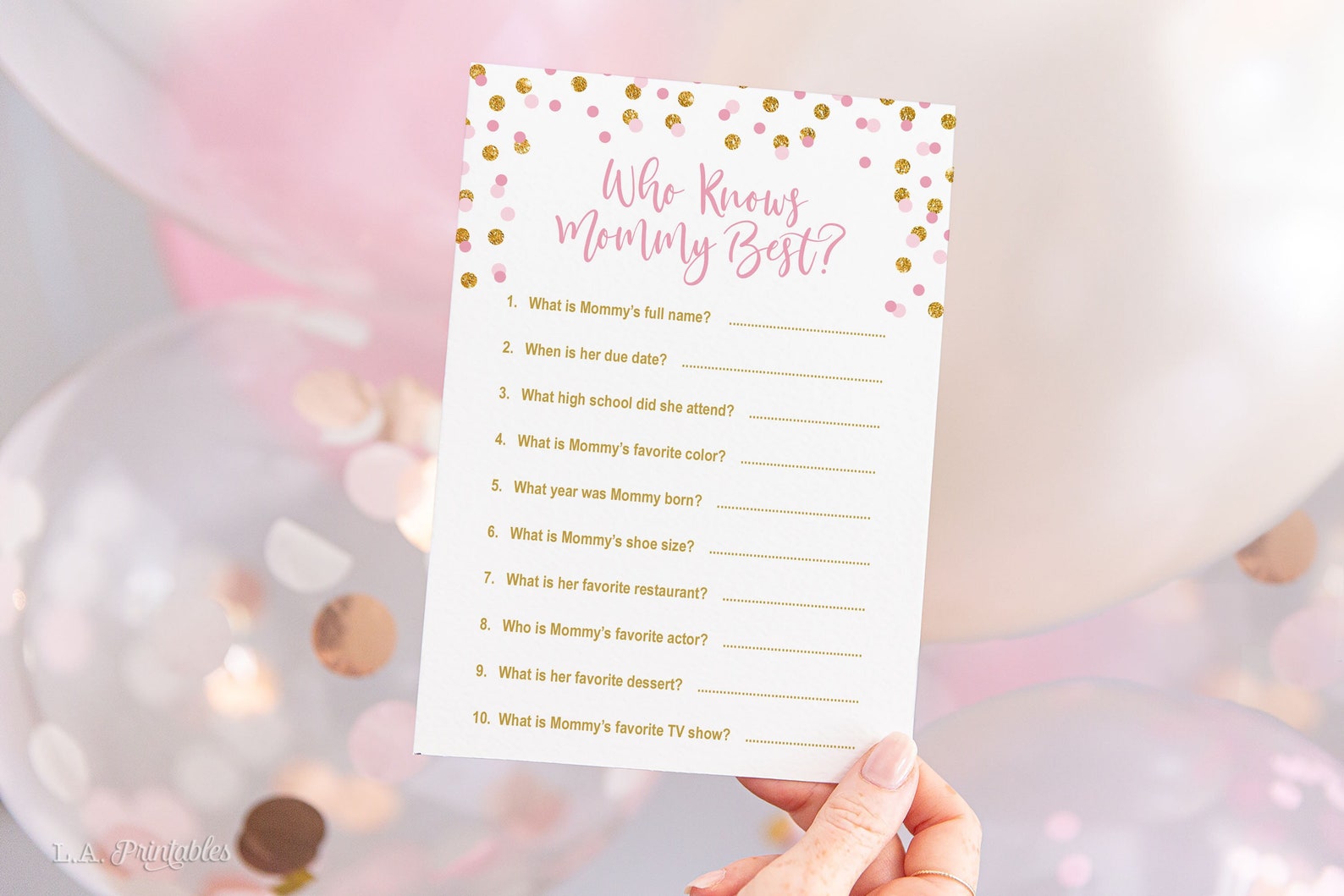 Who Knows Mommy Best Baby Shower Printable Game Pink & Gold - Etsy
