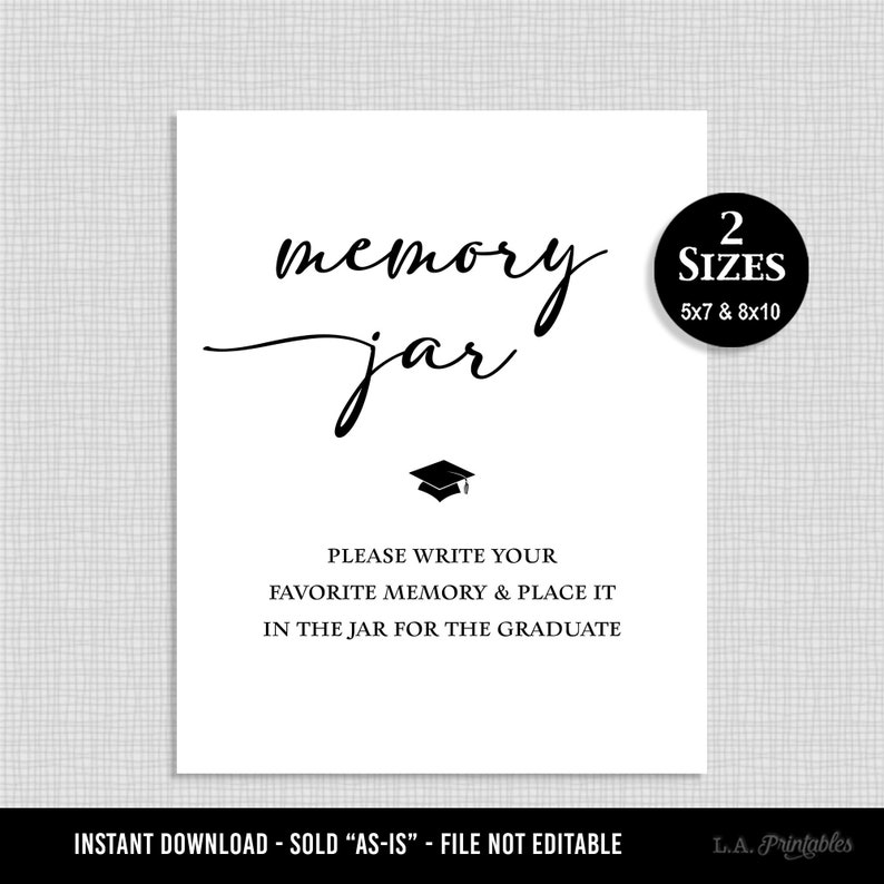 Memory Jar Graduation Party Sign Minimalist Grad Party Sign - Etsy
