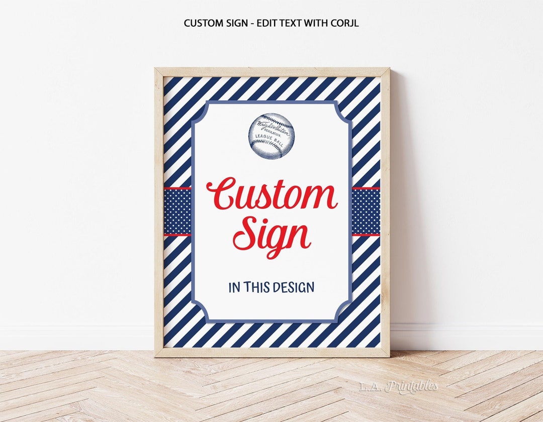 Baseball Party Sign Editable Template, Baseball Baby Shower Sign, 2 ...