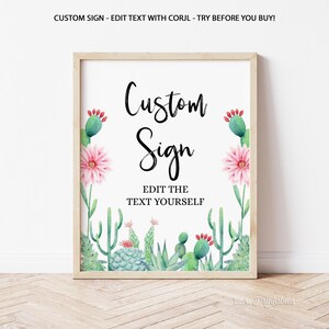EDITABLE Cactus Shower Sign Template Cactus Fiesta Birthday - Etsy