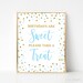 Birthdays Are Sweet Please Take a Treat Party Sign, Blue & Gold Glitter ...