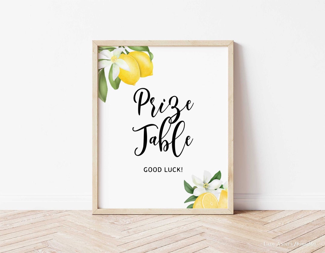 Lemon Prize Table Party Sign Template, Lemon Citrus Editable Baby or ...