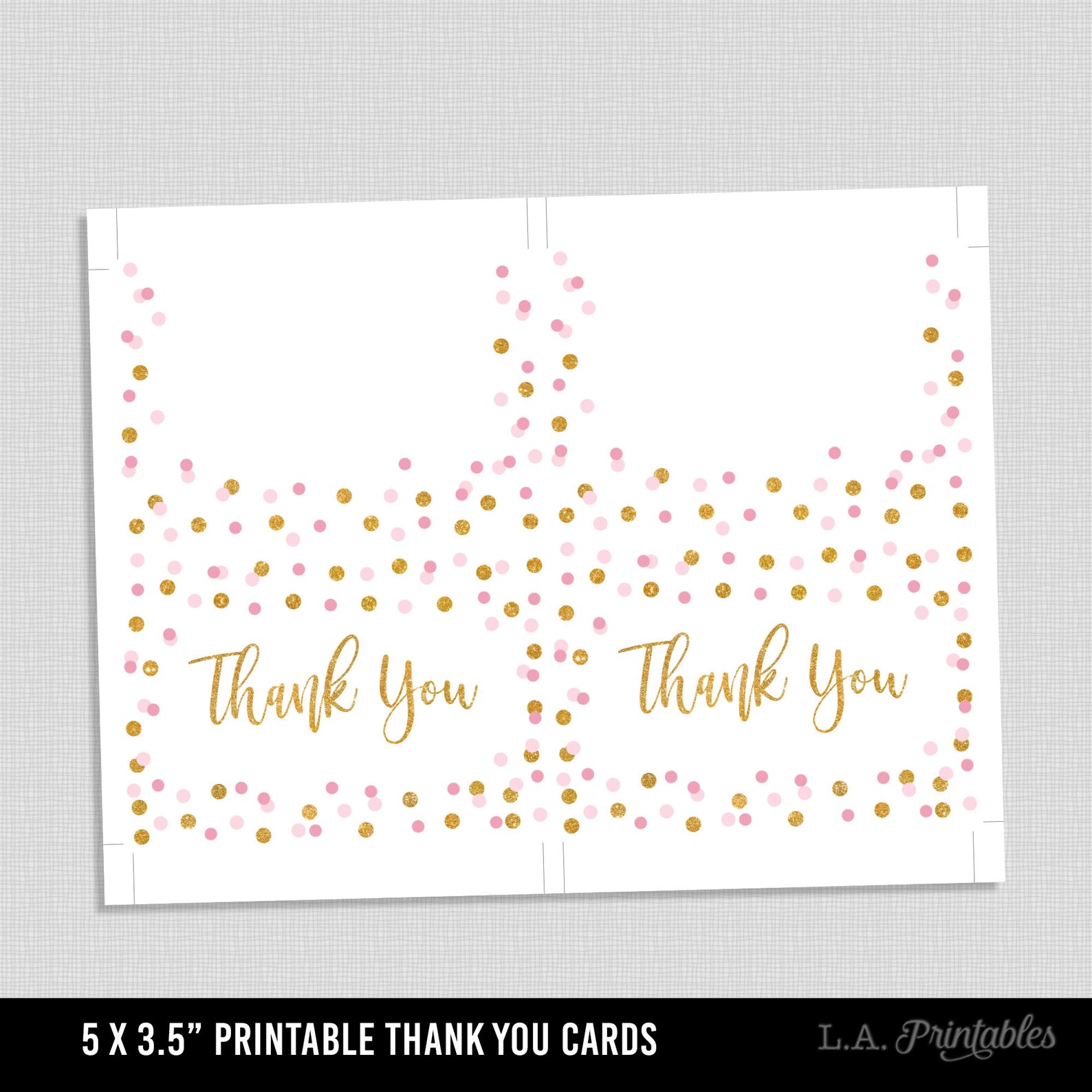 Pink Thank You Card Pink and Gold Glitter Confetti Baby - Etsy