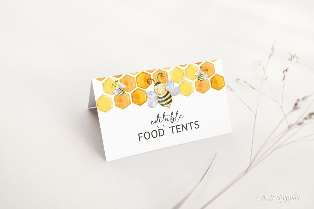 EDITABLE Honey Bee Food Tent Template, Honey Bee Neutral Buffet Labels ...