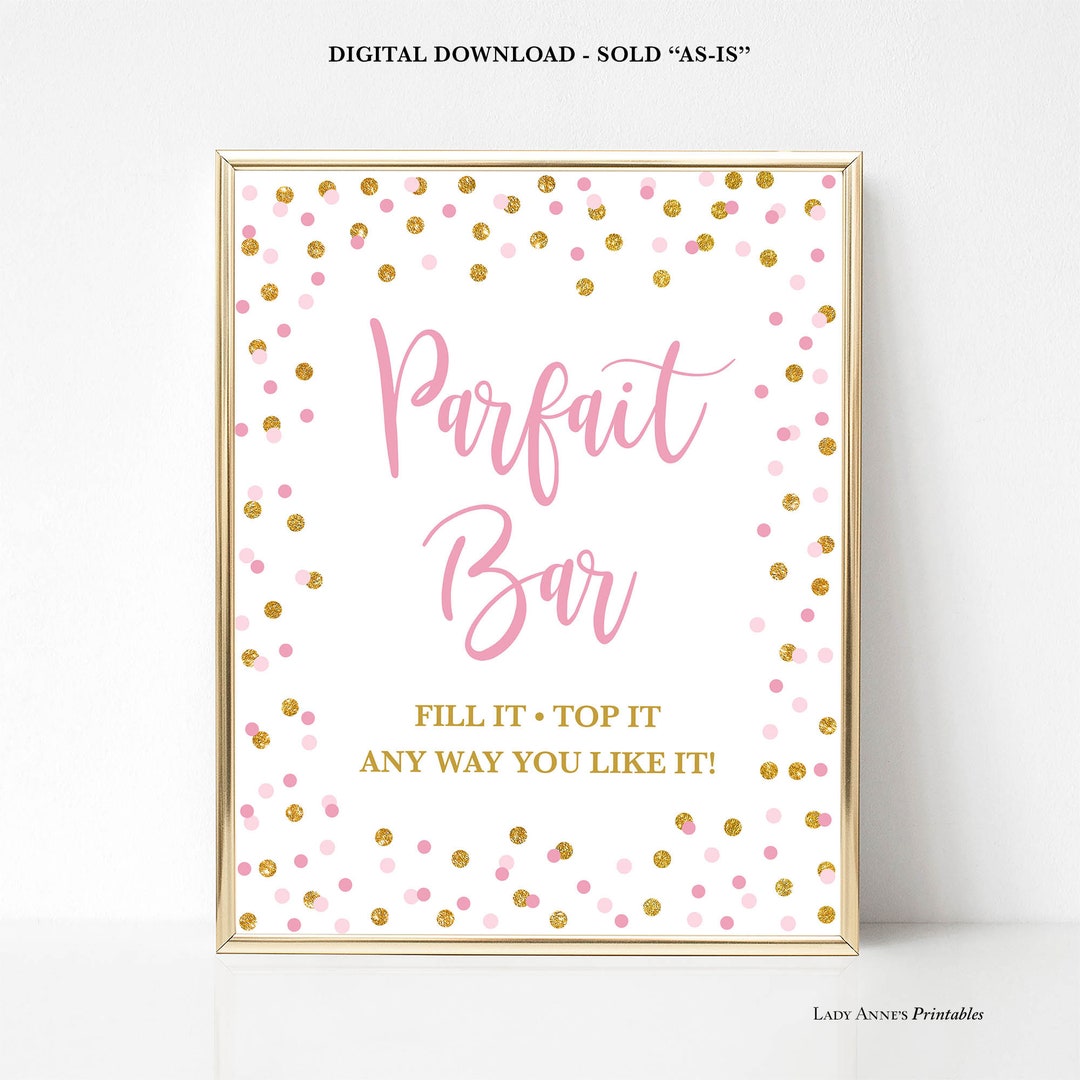 Pink Parfait Bar Sign Pink & Gold Glitter Confetti Parfait - Etsy